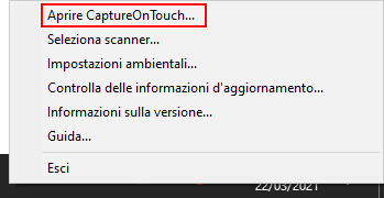 Avvio di CaptureOnTouch | CaptureOnTouch
