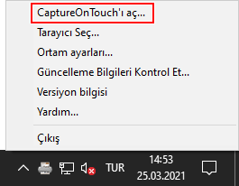 CaptureOnTouch'ı başlatma | CaptureOnTouch
