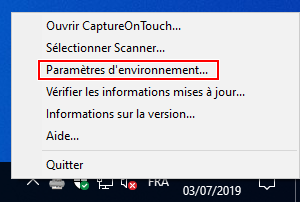 Paramètres d’environnement | CaptureOnTouch