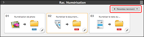 Réglage du panneau Rac. Numérisation | CaptureOnTouch