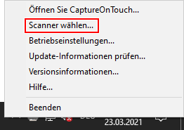 Auswahl eines Scanners | CaptureOnTouch