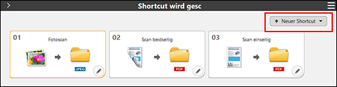 Einstellung des „Shortcut wird gesc“-Bedienfelds | CaptureOnTouch